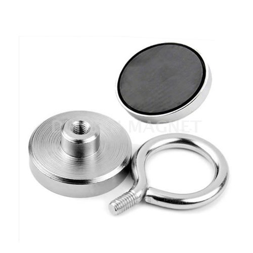 Ferrite Flat Pot Magnet with Screwed Bush , Ferrite Round Base Pot ...