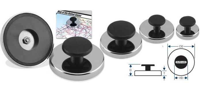 Round Base Magnet with Knob, Ceramic Magnet Holder with Knob, Magnetic ...