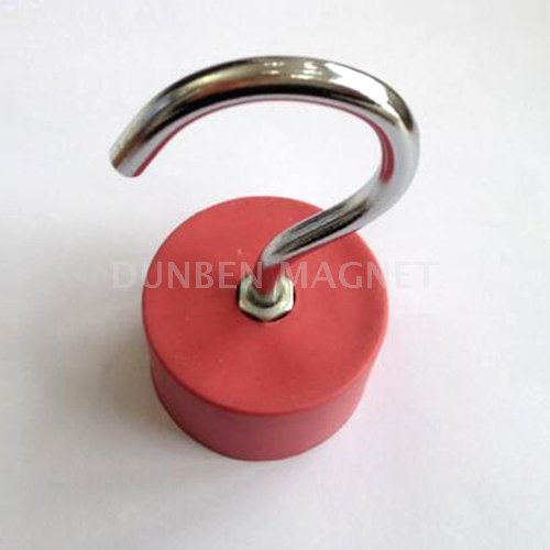 Rubber Coated Magnetic Hooks, Red Rubber Coated Powerful Permanent ...